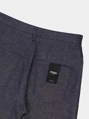 Fendi Dark Wash Wide Leg Jeans - Blue