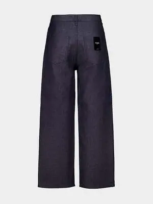 Fendi Dark Wash Wide Leg Jeans - Blue
