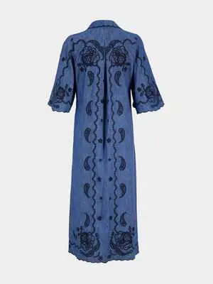 Zimmermann Railway Aster Embroidered Midi Dress - Blue