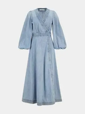 Zimmermann Skylark Indra Denim Midi Dress - Blue