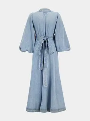 Zimmermann Skylark Indra Denim Midi Dress - Blue