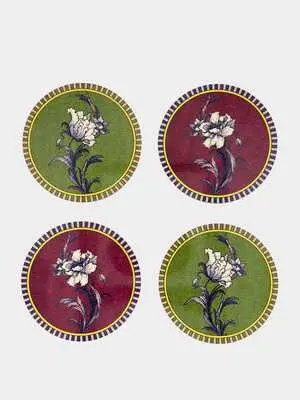 La DoubleJ Nymph Bloom Cork Coasters Set Of 4 - Green