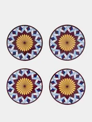 La DoubleJ La DoubleJ Lotus Of Life Cork Coasters Set Of 4 Blue