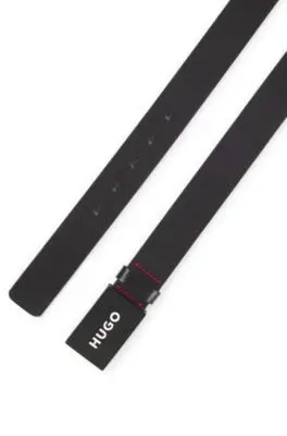 Hugo Leather Belt With Branded Plaque Buckle