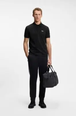 BOSS Cotton-piqué Polo Shirt With All-over Print - Black
