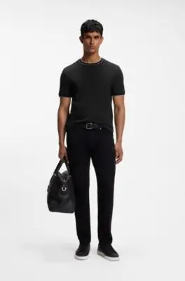 BOSS Regular-fit T-shirt In Structured Cotton With Tipping Details