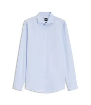BOSS Slim-fit Shirt Crafted From A Wrinkle-resistant Cotton Blend - Light Blue