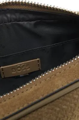 BOSS Monogram Suede Crossbody Bag