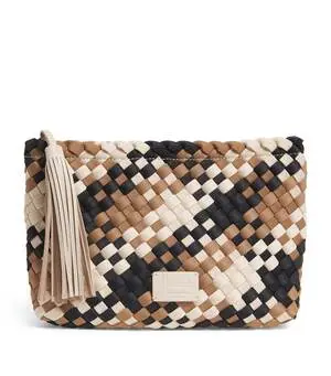 Harrods Neoprene Woven Pouch - Ivory