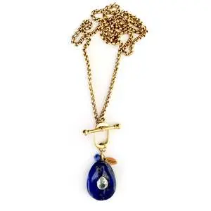 Persia Donà Jewelry Lapis Lazuli Pendant Toggle Chain Necklace - Gold
