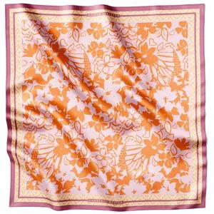 LAMBERTY MUNICH X KATCHMAGIC LONDON Spring Florals In Bloom Midi Silk Scarf Rose - Orange