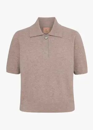 TT STUDIOS Dakota Cashmere Polo Shirt With Short Sleeves - Sand