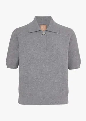 TT STUDIOS Dakota Cashmere Short Sleeve Polo Shirt - Stone