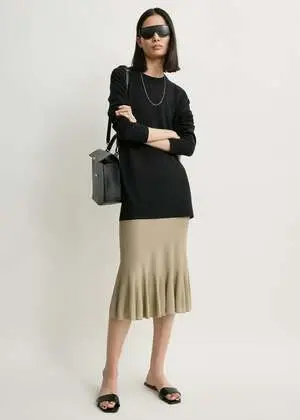 TOTEME Fluted Knit Skirt - Beige