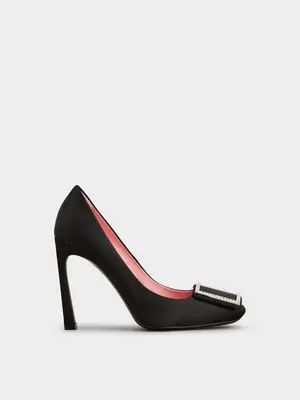 ROGER VIVIER Trompette Satin Pumps With Crystal Buckle