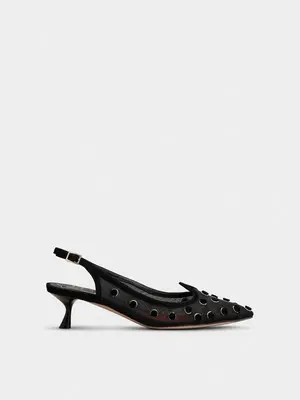 ROGER VIVIER Polka Dot Slingback Pumps - Black