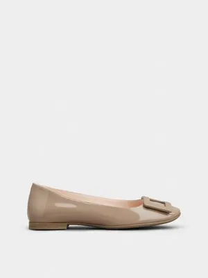 ROGER VIVIER Roger Vivier Patent Leather Ballerinas With Lacquered Buckle Grey
