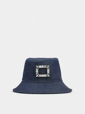 ROGER VIVIER Denim Bucket Hat With Crystal Buckle