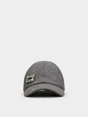 ROGER VIVIER Efflorescence Baseball Cap In Wool - Grey