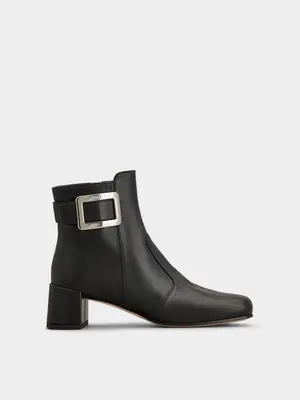 ROGER VIVIER Polly Leather Ankle Boots With Buckle Detail