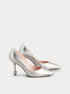 ROGER VIVIER Leather Jewel Heel Pumps