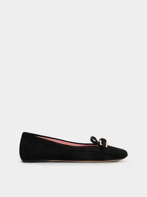 ROGER VIVIER Suede Virgule Ballerinas - Black
