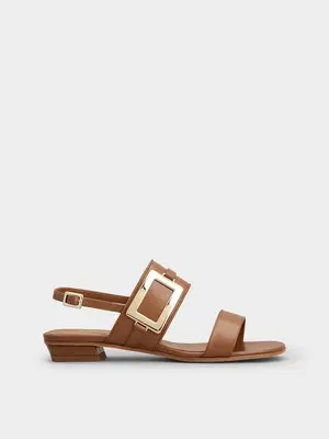 ROGER VIVIER Belle Vivier Leather Sandals - Brown