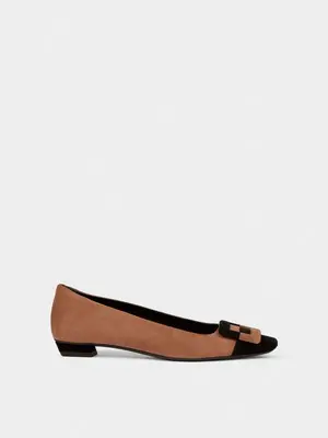 ROGER VIVIER Belle Vivier Suede Ballerinas - Brown
