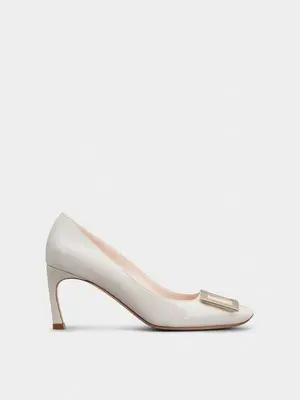 ROGER VIVIER Trompette Pumps In Patent Leather - Ice Gray
