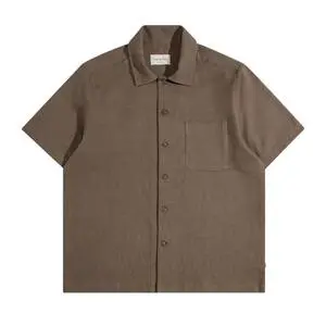 FAR AFIELD Busey Micro-dobby Shirt - Brown
