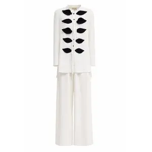 JULIA ALLERT Crinkled Crinkled Top And Wide-leg Pants Set - White