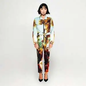 MAXJENNY Garden Royal Print Sculptural Jumpsuit - Green/brown