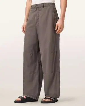 ALLSAINTS Echo Linen Blend Barrel Leg Trousers - Grey