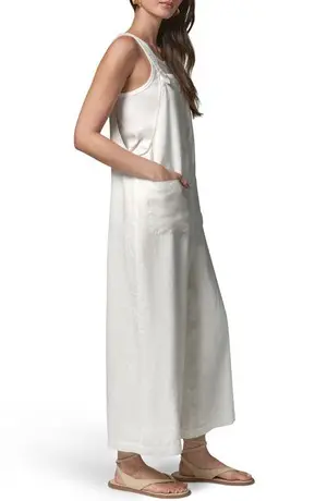 Donna Karan New York Linen Cropped Overalls