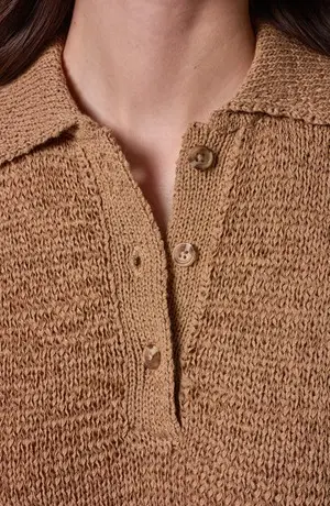Donna Karan New York Sleeveless Knit Polo Sweater - Fawn