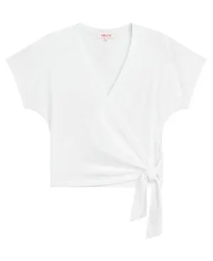 Goldie LeWinter Short Sleeve Ballet Wrap Top - White