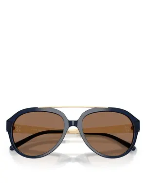 Tory Burch Aviator Sunglasses, 56mm - Dark Blue