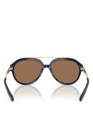 Tory Burch Aviator Sunglasses, 56mm - Dark Blue