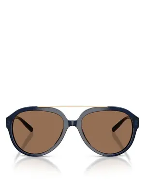 Tory Burch Aviator Sunglasses, 56mm - Dark Blue