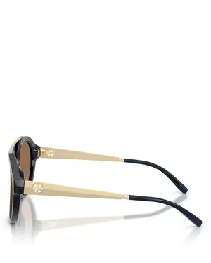 Tory Burch Aviator Sunglasses, 56mm - Dark Blue
