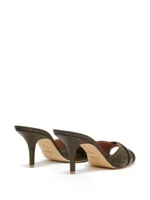 MALONE SOULIERS Perla Embossed Leather Sandals - Green