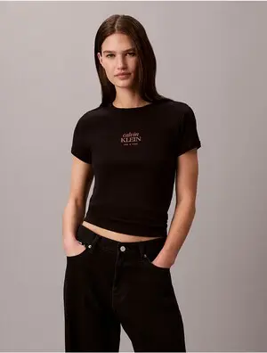 Calvin Klein Jeans Women's Ribbed Slim Fit T-Shirts