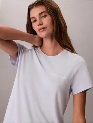 Calvin Klein Viscose Cotton Blend Logo Tee And Shorts Set - Halogen Blue
