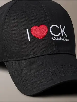 Calvin Klein Embroidered Heart Cotton Twill Baseball Cap - Black
