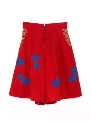 GG IN RED Embroidered Shorts - Red