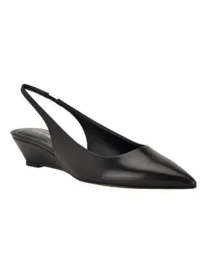 Calvin Klein Mavalyn Leather Slingback Pointed Toe Block Heel