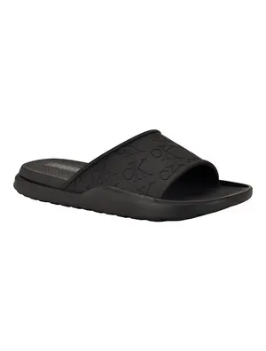 Calvin Klein Embossed Monogram Slides - Black