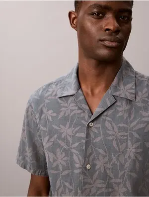 Calvin Klein Linen Cotton Camp Collar Easy Shirt - Turbulence