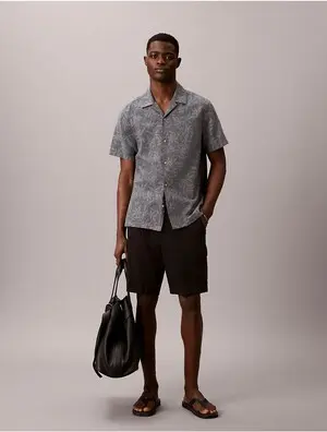 Calvin Klein Linen Cotton Camp Collar Easy Shirt - Turbulence