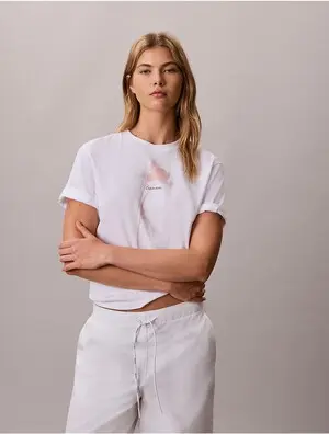 Calvin Klein Floral Logo Graphic Boxy T-shirt - Bright White